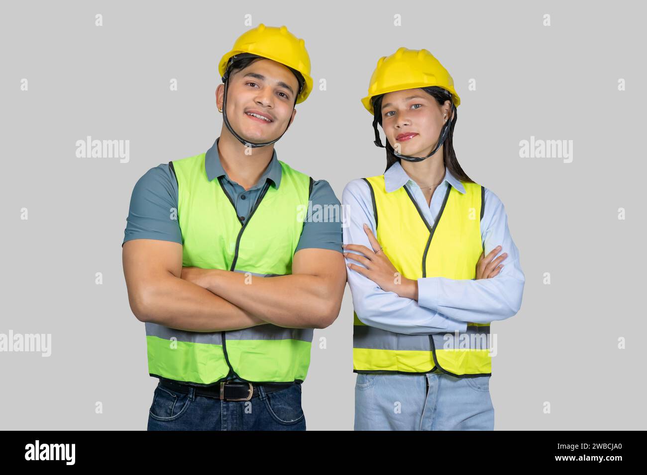 Asian Couple Engineer and Architect giving gestures and expressions on ...