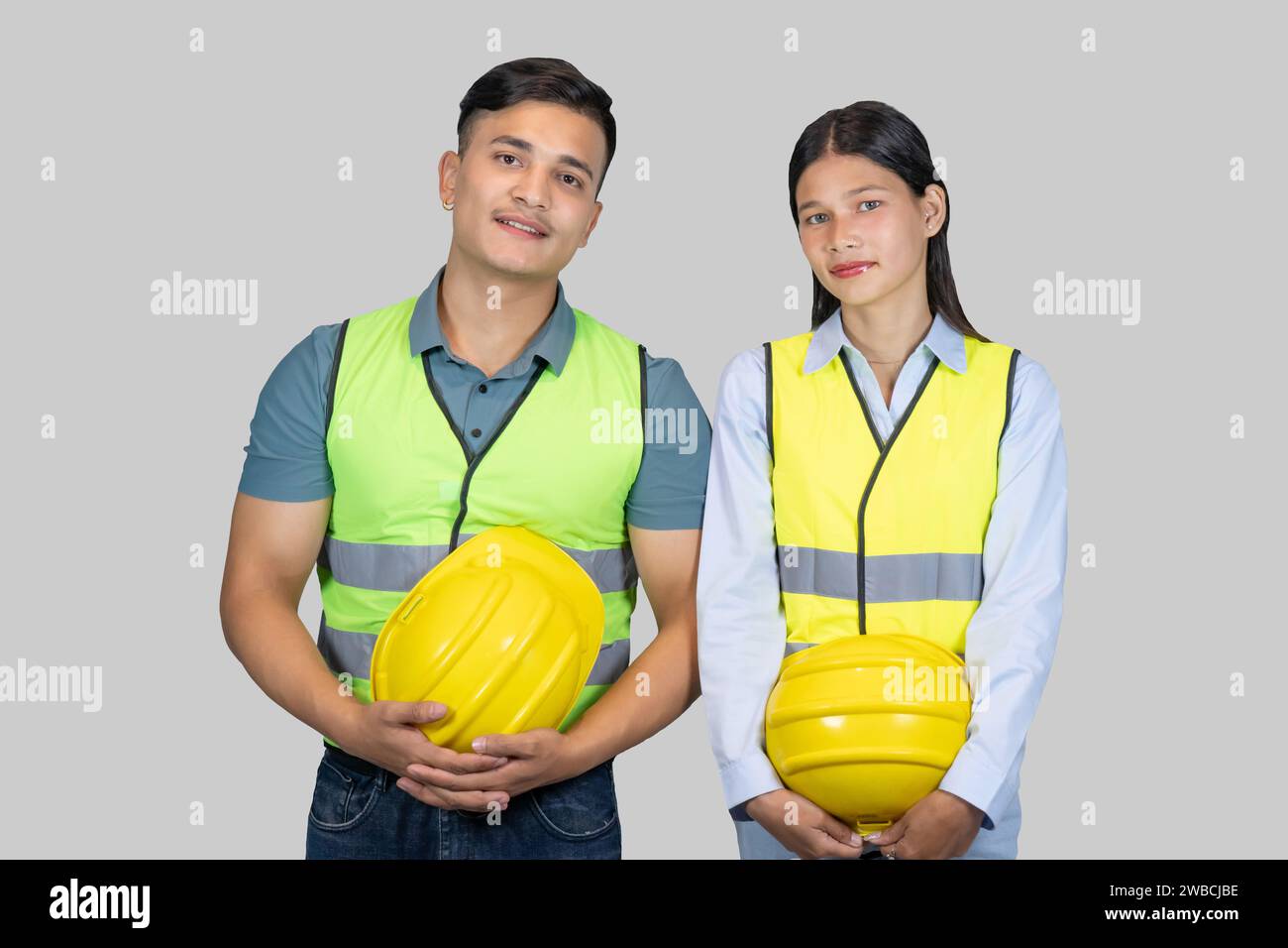 Asian Couple Engineer and Architect giving gestures and expressions on ...