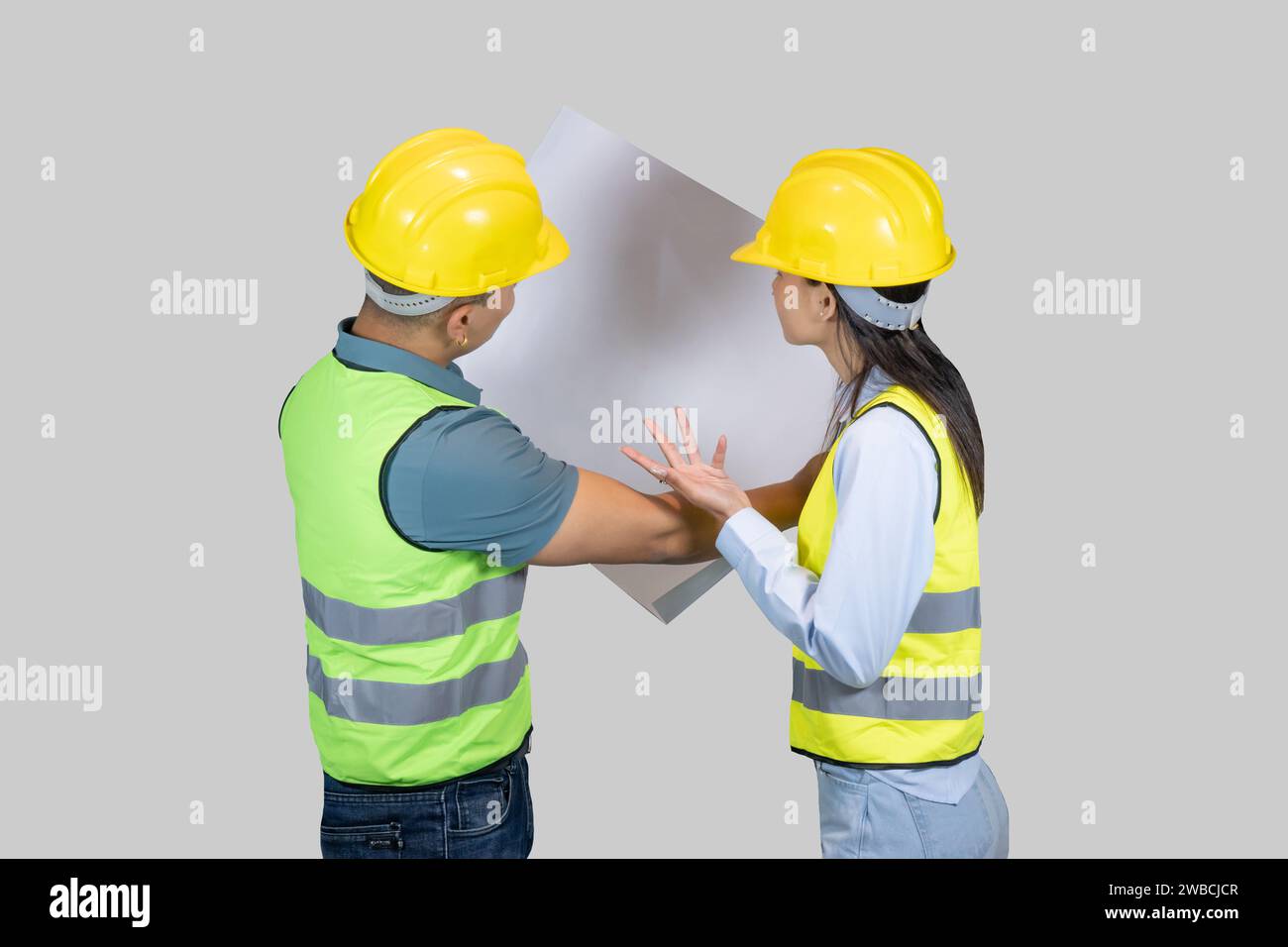 Asian Couple Engineer and Architect giving gestures and expressions on ...