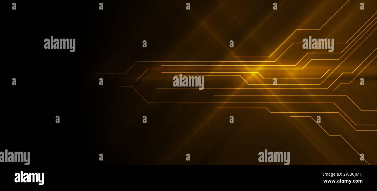 Glowing orange abstract tech background with circuit board lines ...