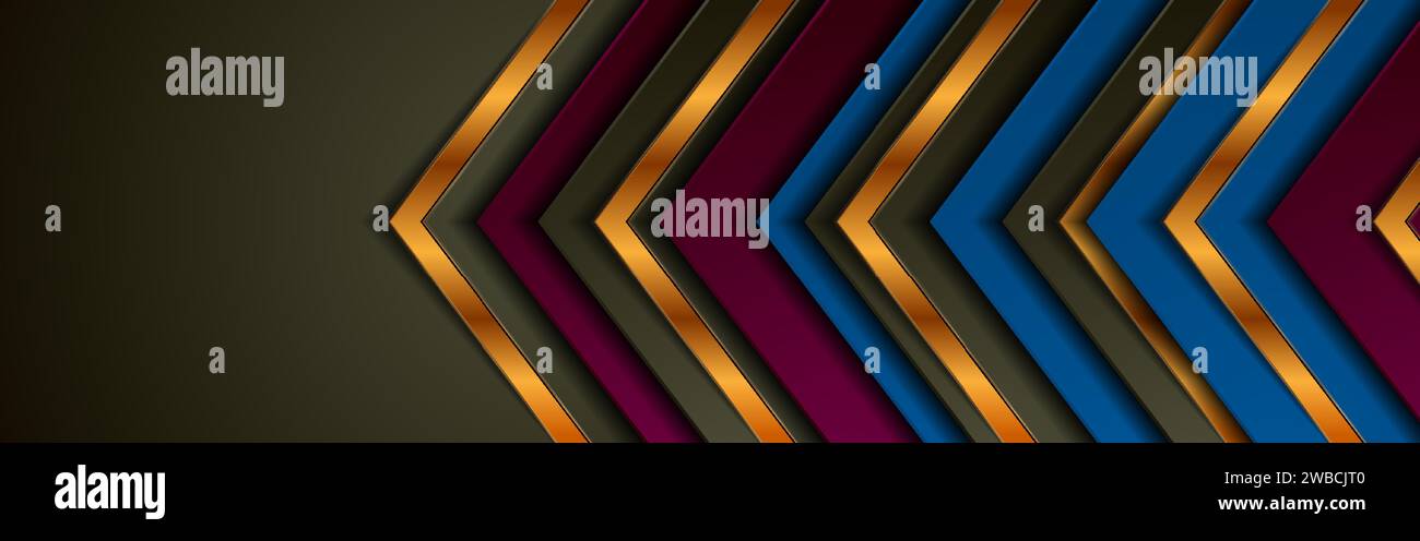 Golden arrows abstract geometric technology background. Vector design ...
