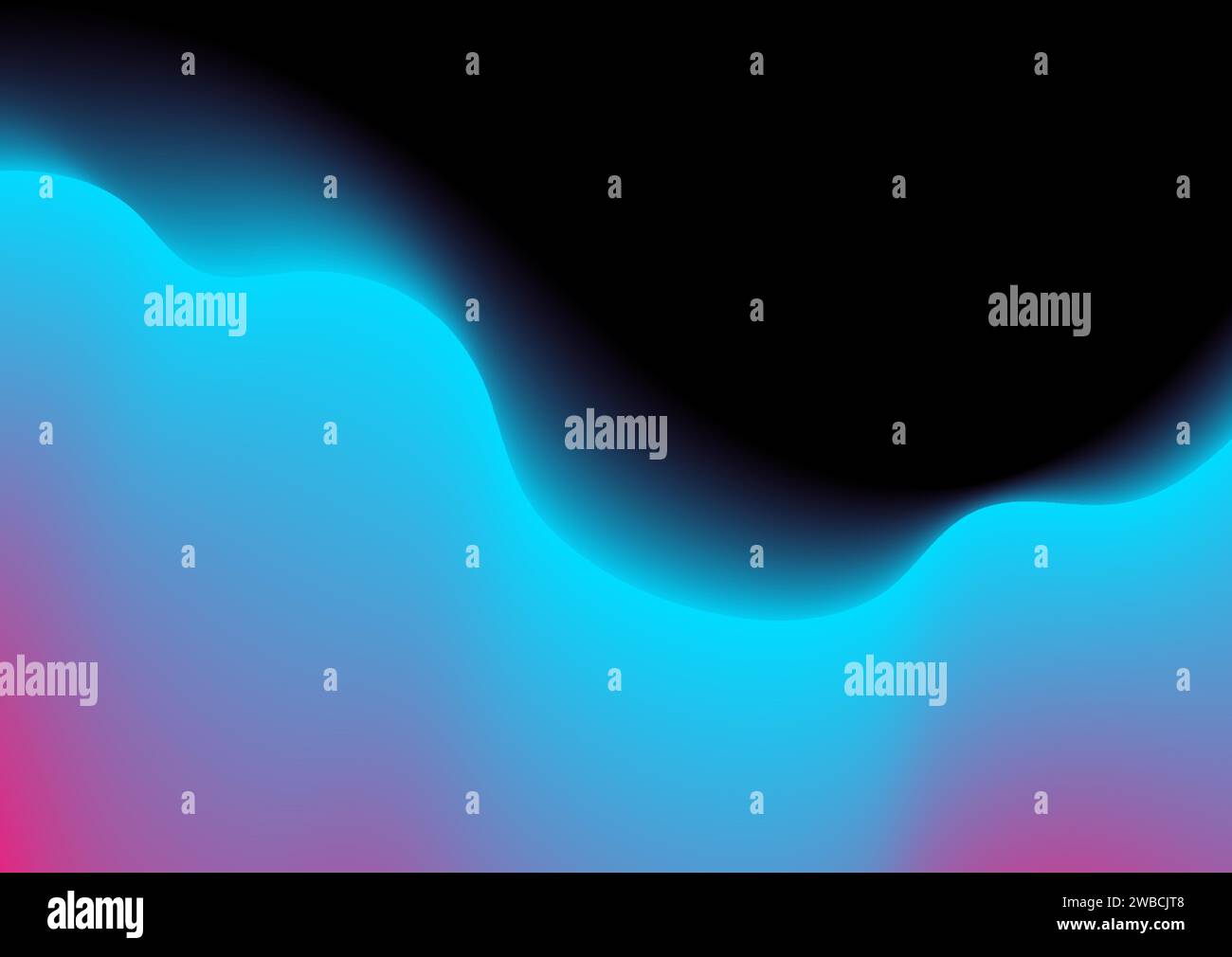 Blue violet neon smooth blurred wave on black background. Vector ...