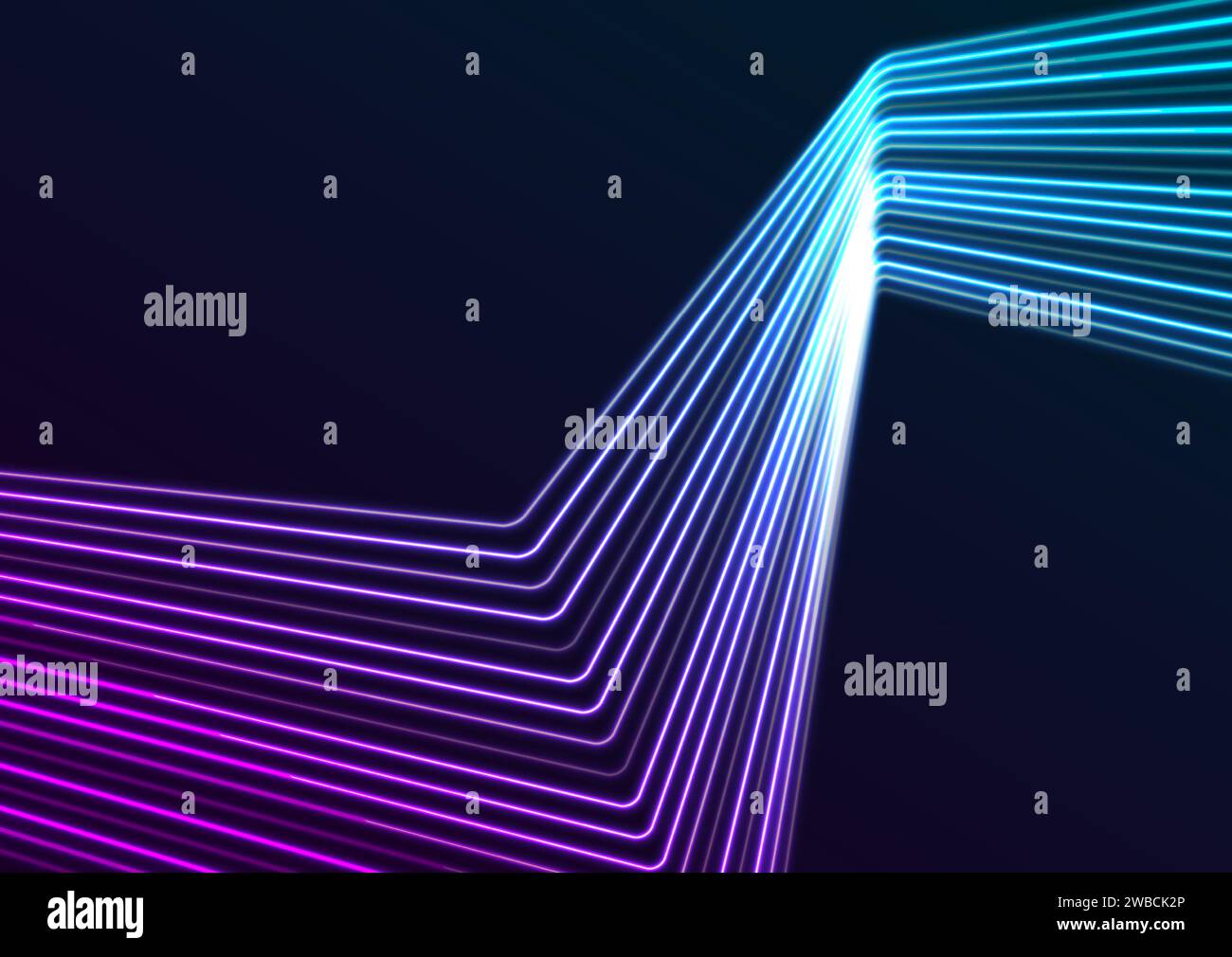 Blue ultraviolet neon curved lines abstract futuristic geometric background. Vector graphic art ...