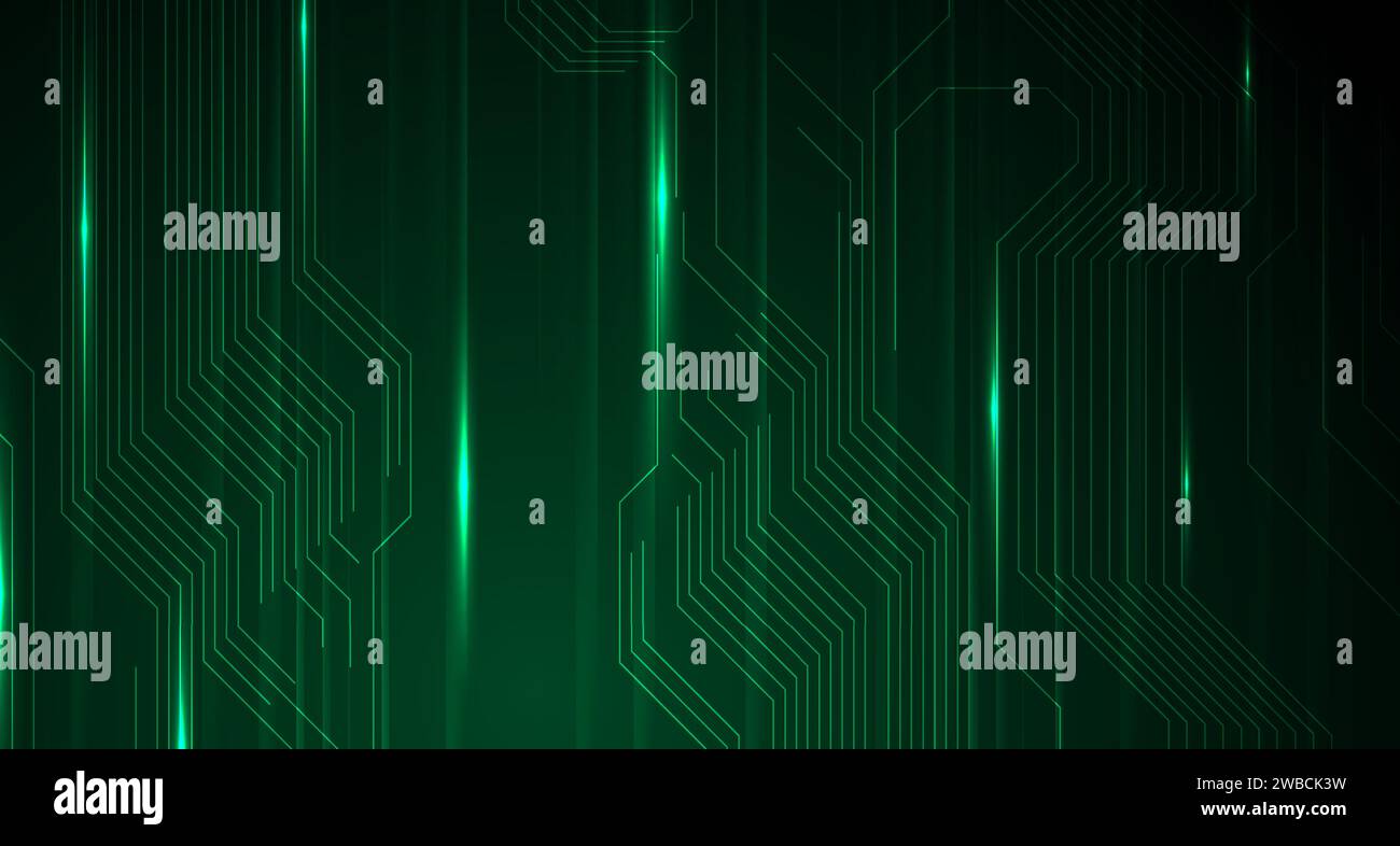 Glowing Green Neon Circuit Board Lines Tech Background Vector Design Stock Vector Image And Art