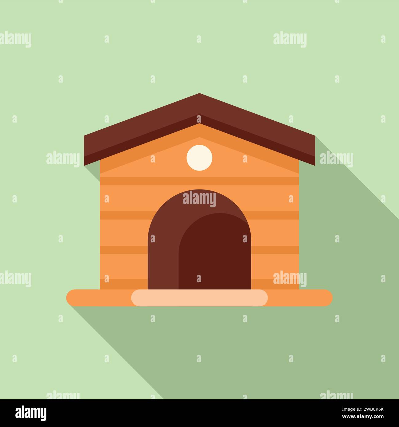 Dog kennel icon flat vector. Pet care home cabin. Creature backyard ...