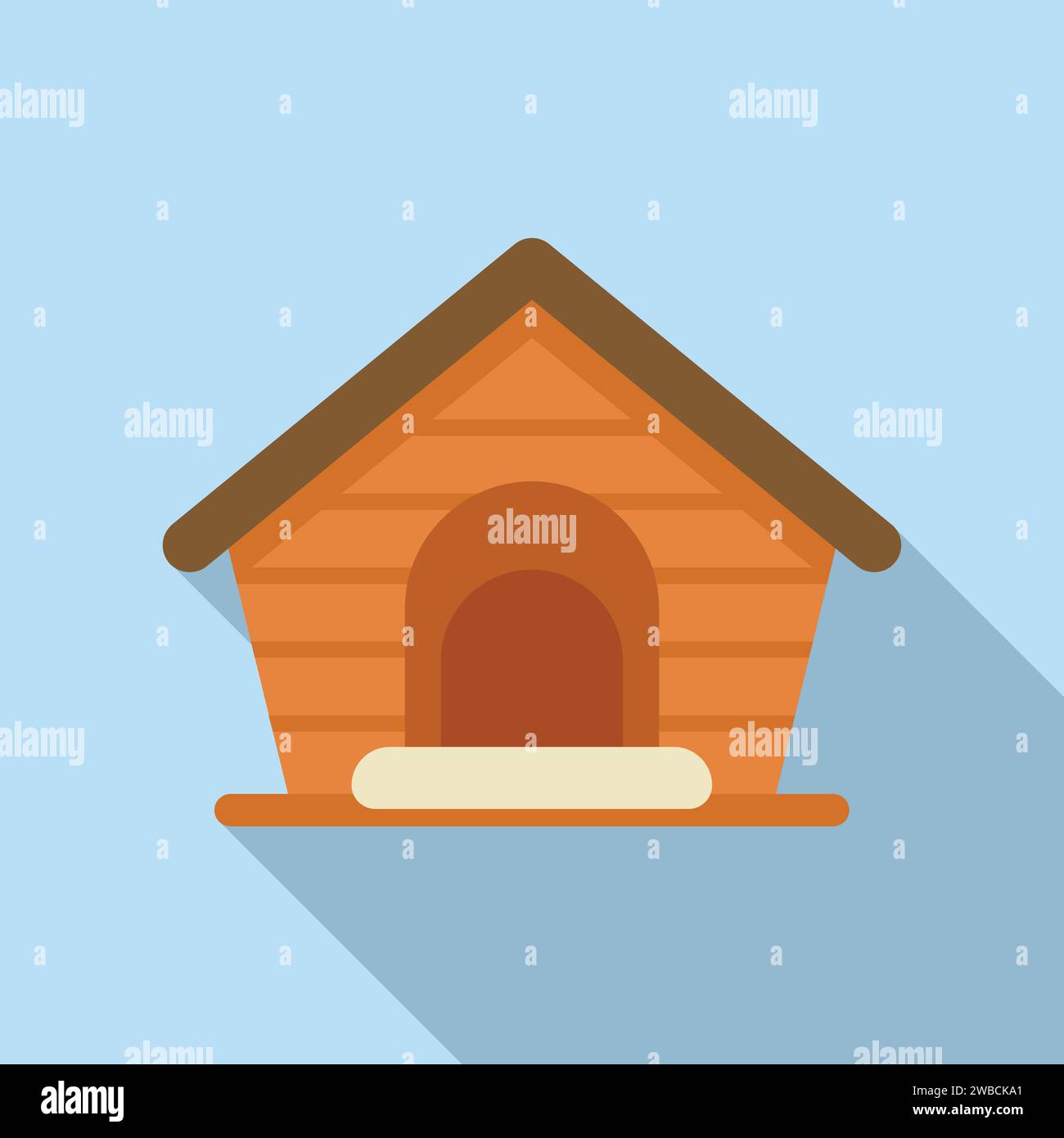 Wooden dog kennel icon flat vector. Cabin space. Cottage hut puppy ...