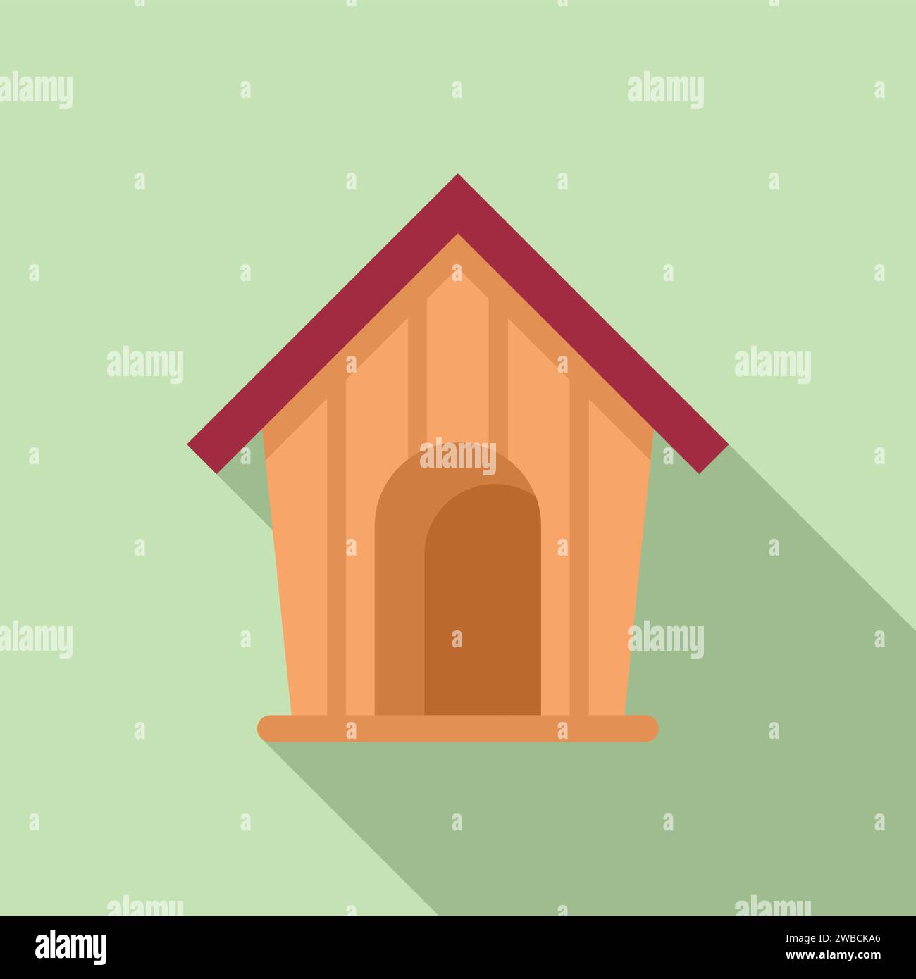 Home dwelling creature icon flat vector. Dog kennel. Outdoor space ...