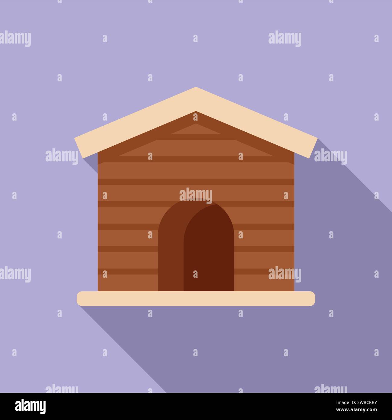 Dog house cabin icon flat vector. Wood roof metal. Metallic outdoor ...