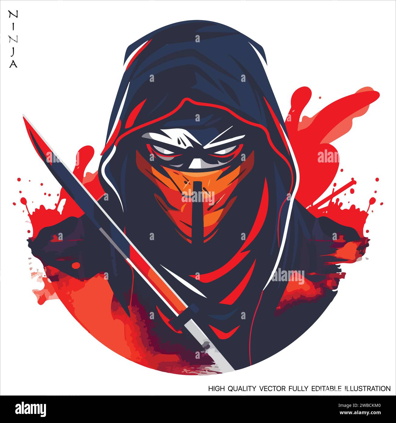 Ninja mascot logo vector template, Creative Ninja emblem design ...