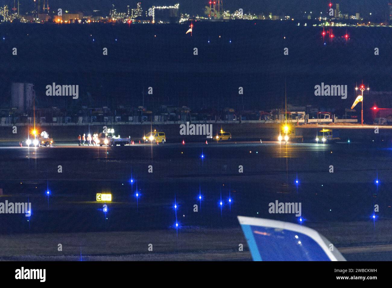 Haneda Airport Runway C undergoing inspection after removal of Japan ...