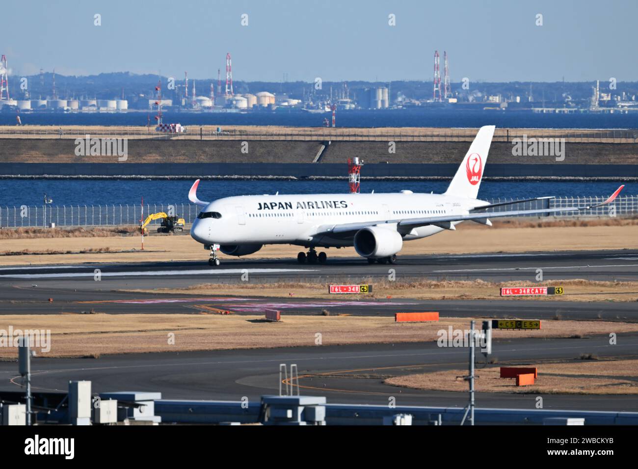 Airbus A350-900 (reg. JA04XJ) of JAL flight JL517 to Sapporo New Chitose taking off on the first ...