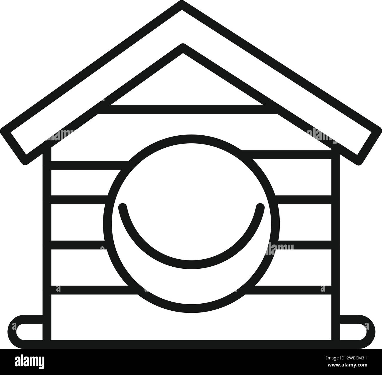 Round enter dog kennel icon outline vector. Wooden design. Dwelling ...