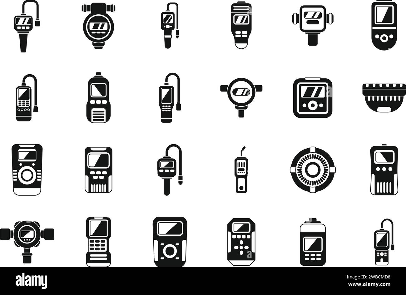 Gas detector icons set simple vector. Meter instrument. Home leak ...