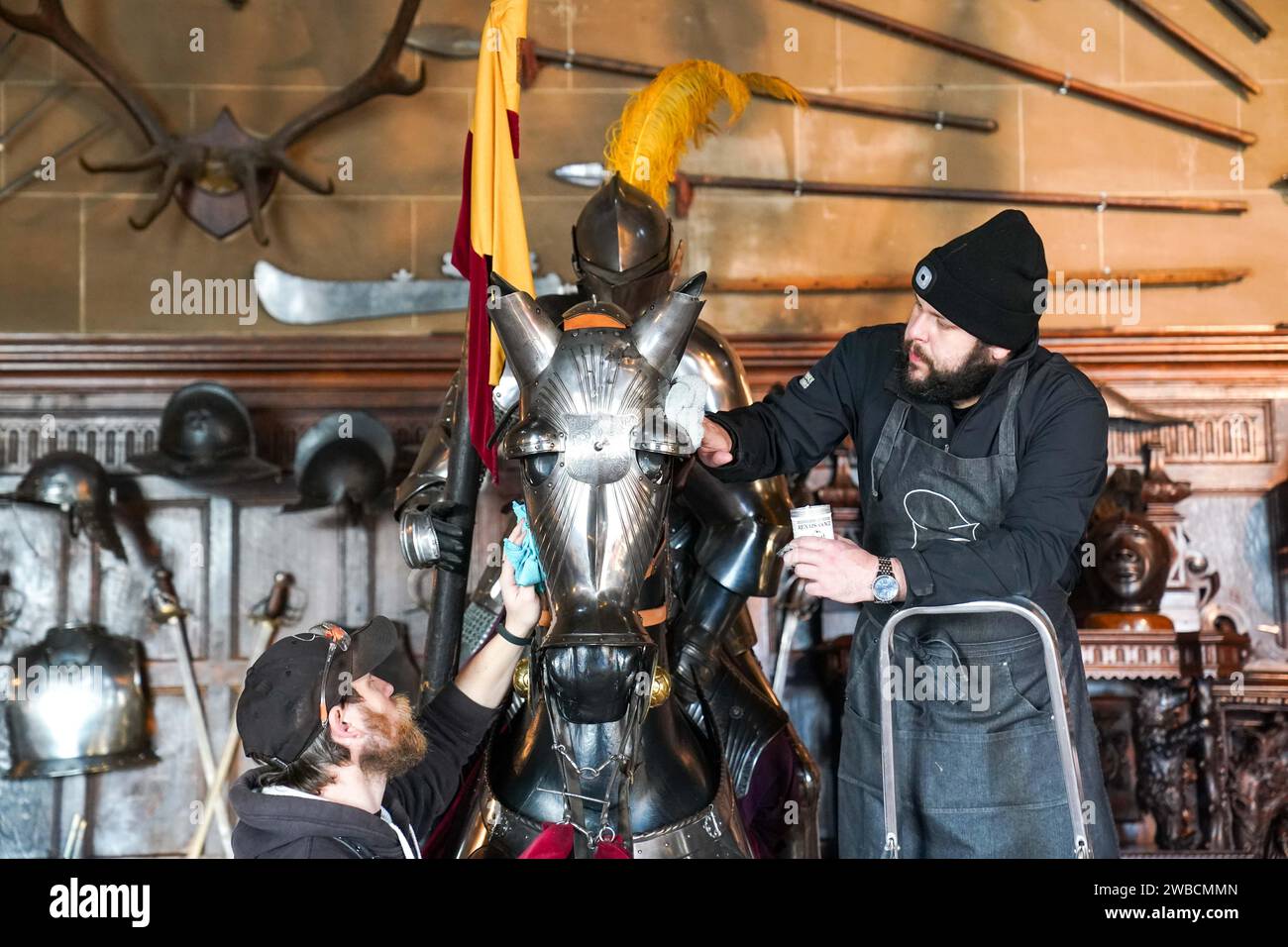 Historical entertainers Sam Wall (left) and James Tanton polish and ...