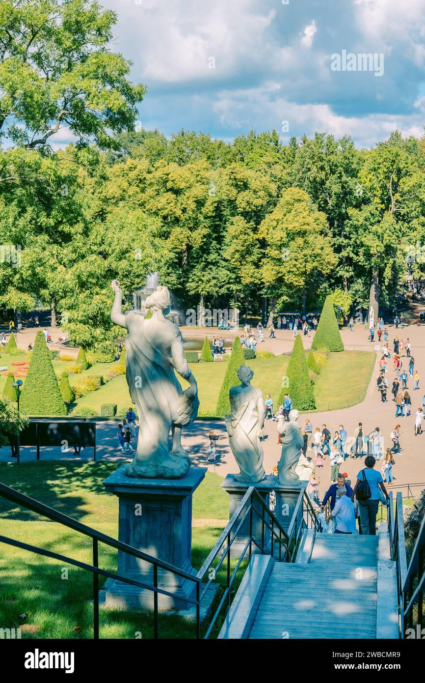 St. Petersburg, Russia - August 23, 2023: Fountains of Peterhof. View ...