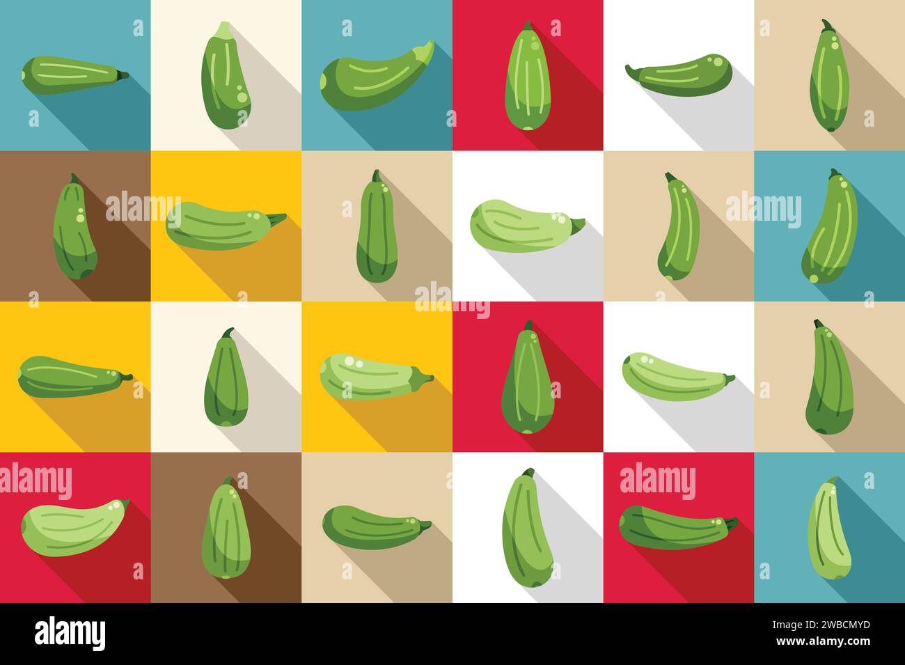 Vegetable marrow icons set flat vector. Agriculture zucchini. Squash ...