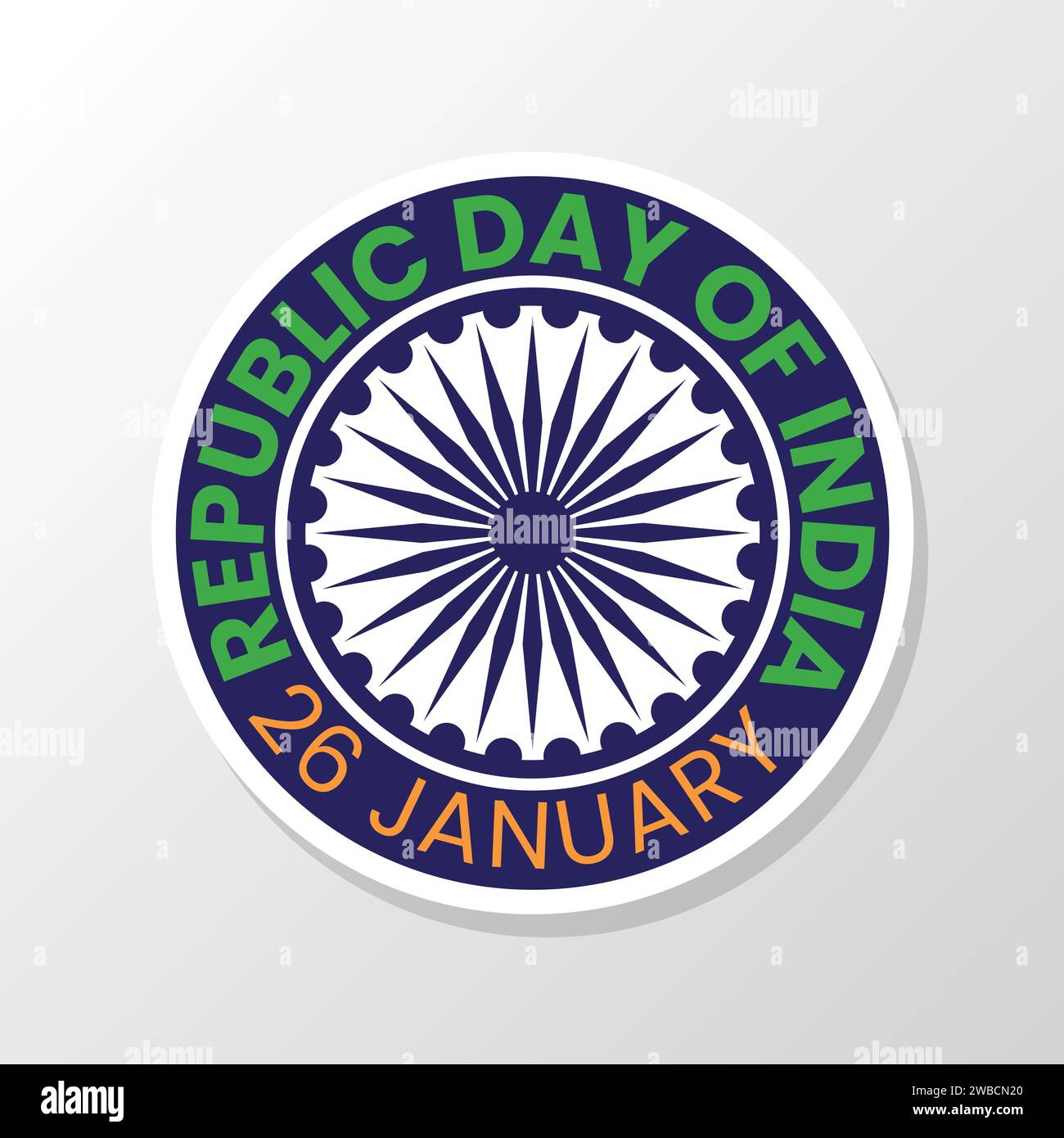 India Republic day sticker design with the round wheel on the middle ...