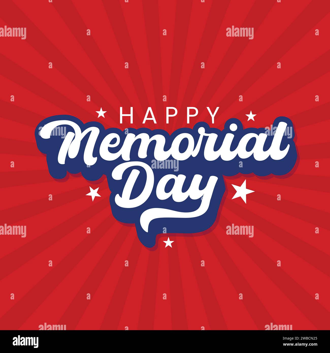 Happy memorial day vector template with lettering illustration on red ...