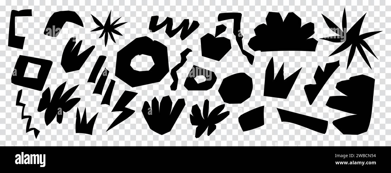 Collection of black geometric freeform shapes. Doodle design elements ...