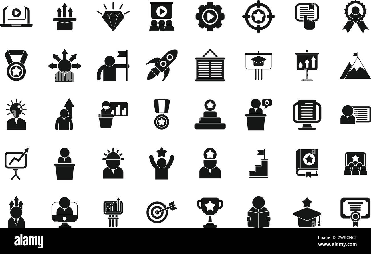 Personal Growth Training icons set simple vector. Self development ... Personal Growth Training icons set simple vector. Self development ...