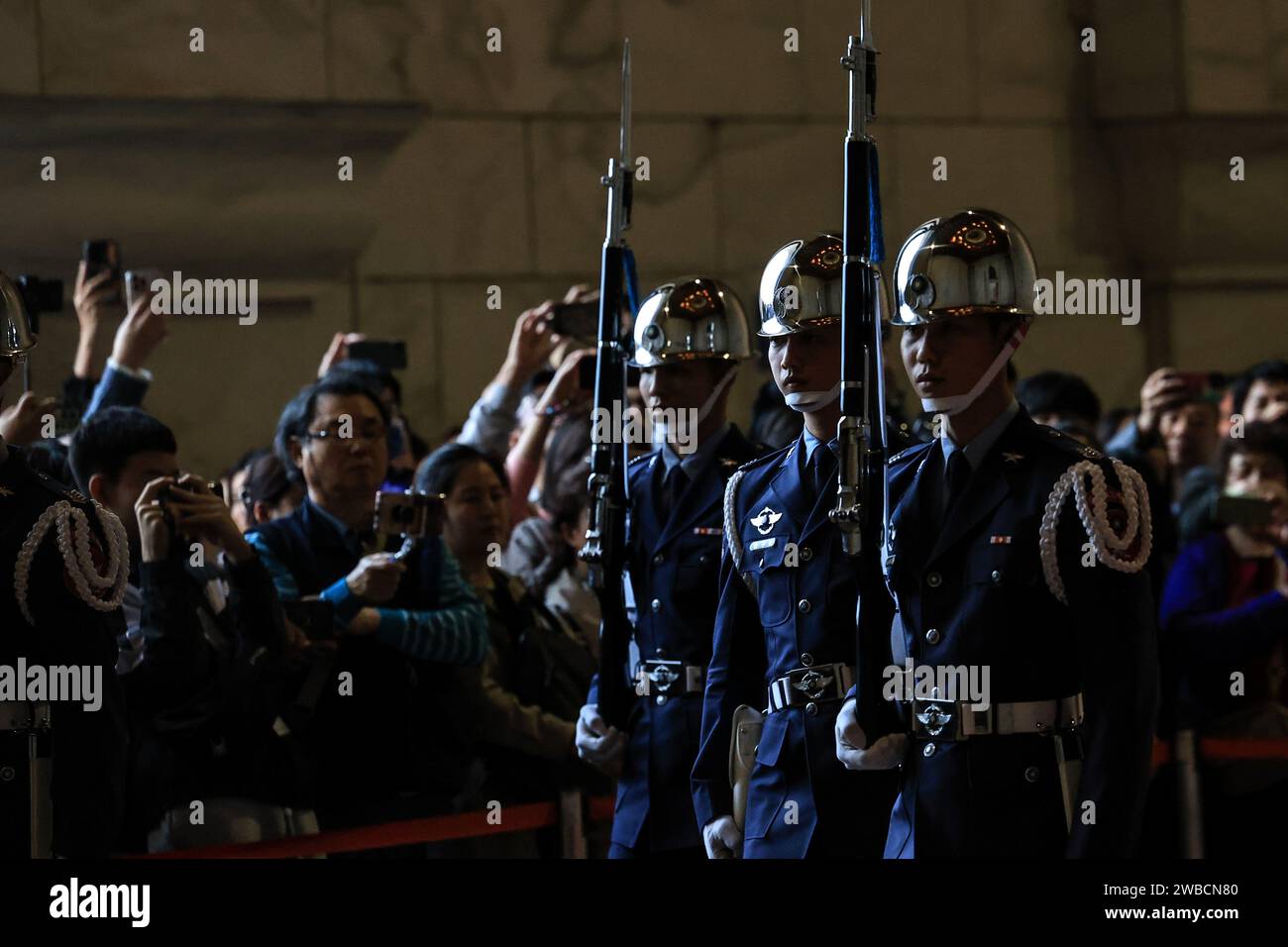 Taipei, Taiwan. 8th Jan, 2024. Guards perform the changing of the guard ...