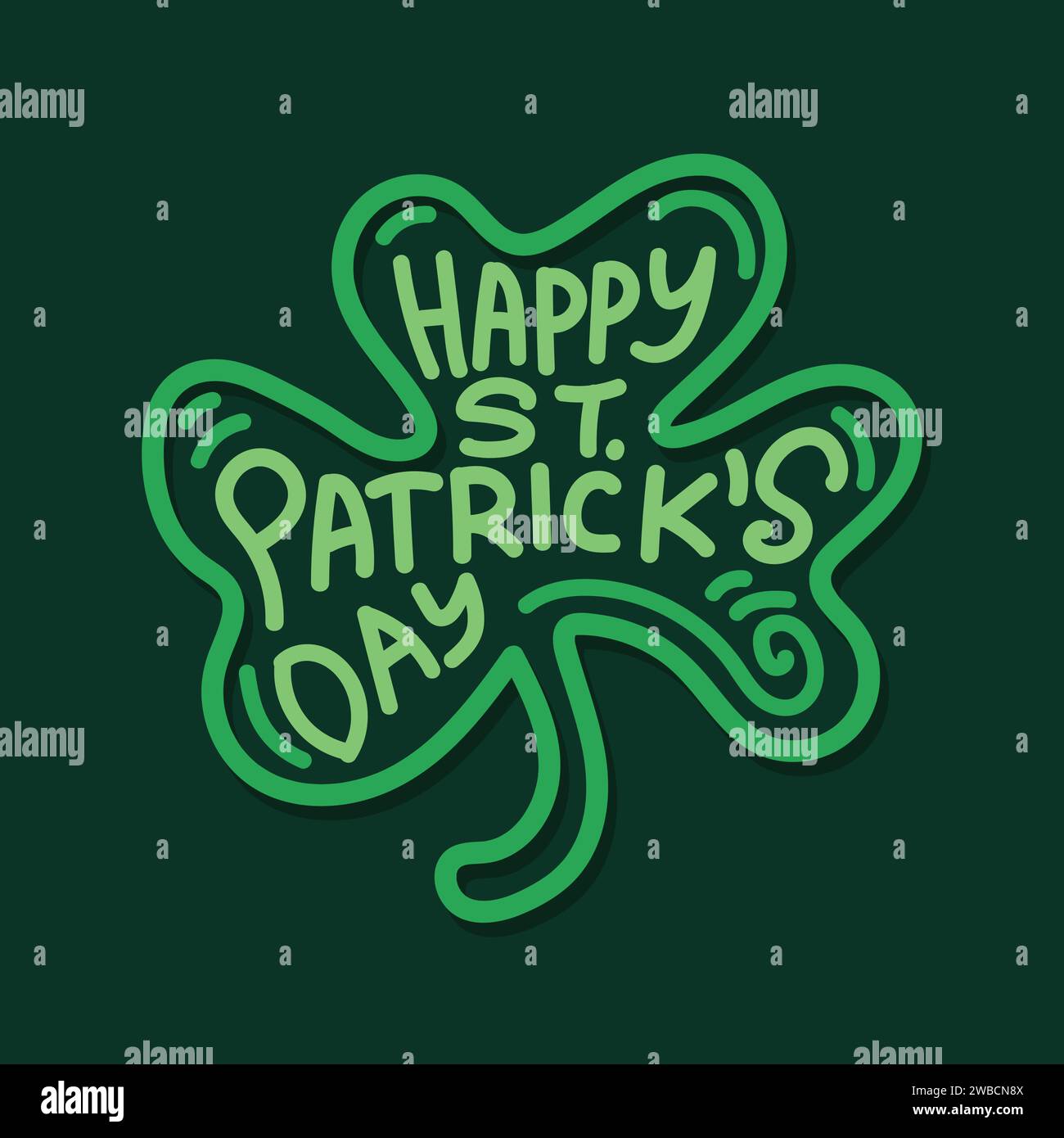 Hand lettering Saint Patrick's Day vector illustration on leaf shape ...