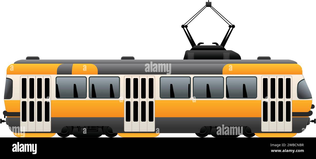 Tram car icon cartoon vector. City old subway. Electrified urban ...