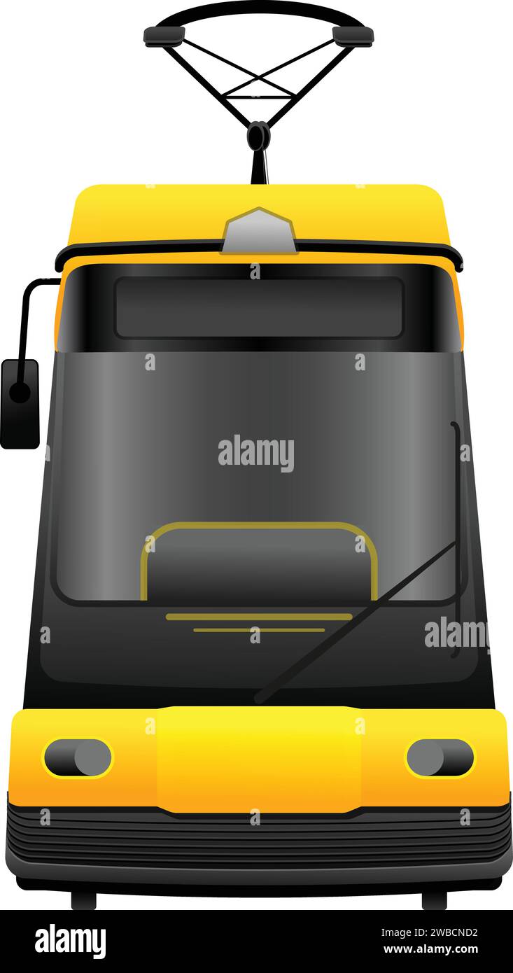 Front view of tram car icon cartoon vector. Modern old city. Street ...