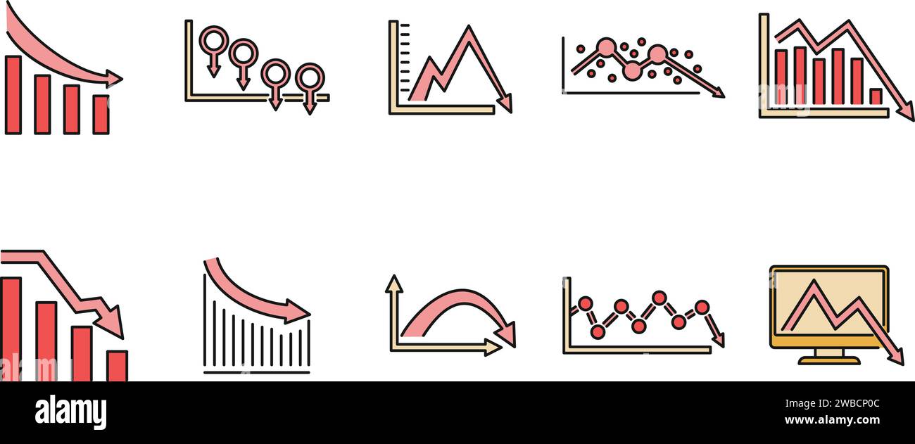 Regression Chart Icons Set Outline Set Of Regression Chart Vector