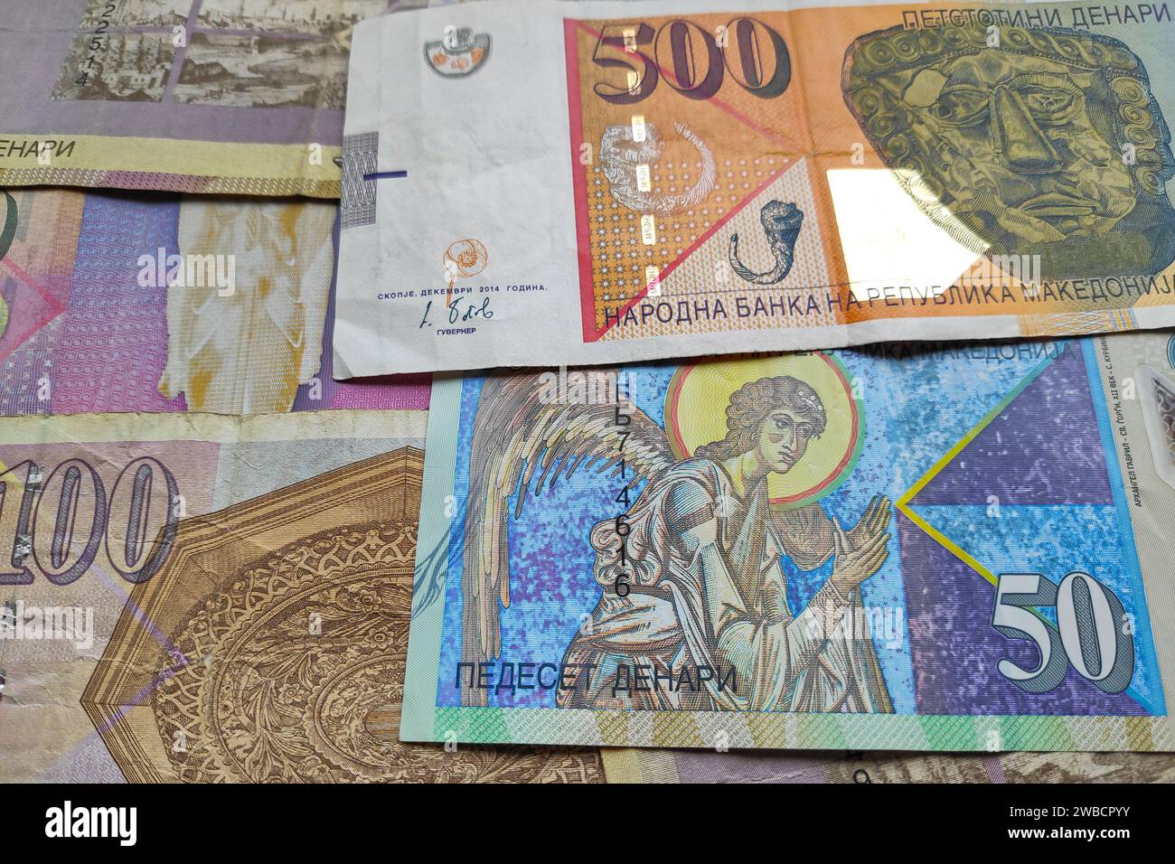 Stack of Macedonian denar banknotes as background Stock Photo - Alamy