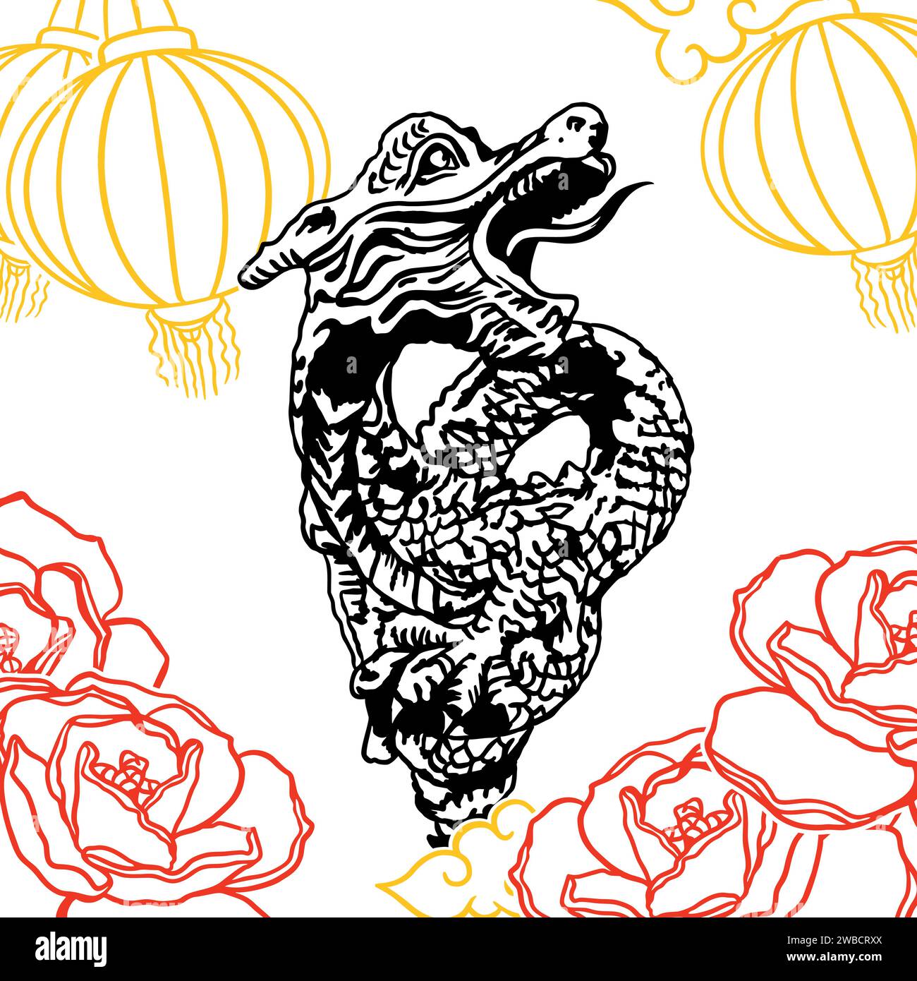 Chinese dragon, lanterns, vector. Chinese New Year. Design element for ...