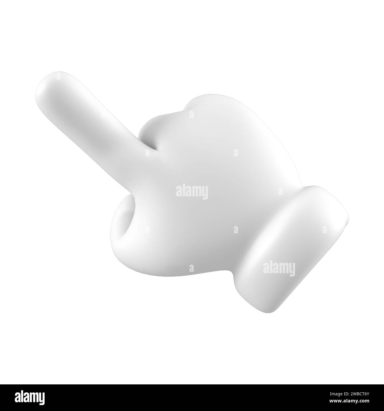 White emoji cute hand showing left pointing gesture isolated. Close up ...