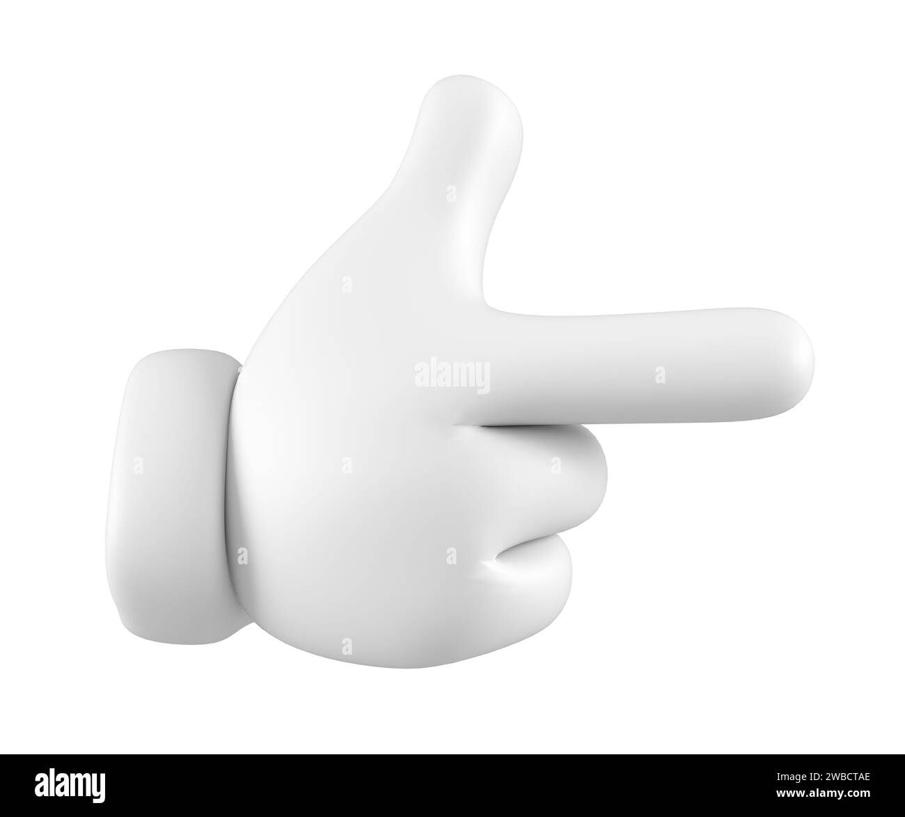 White emoji hand showing or pointing gesture isolated. Close up icon ...