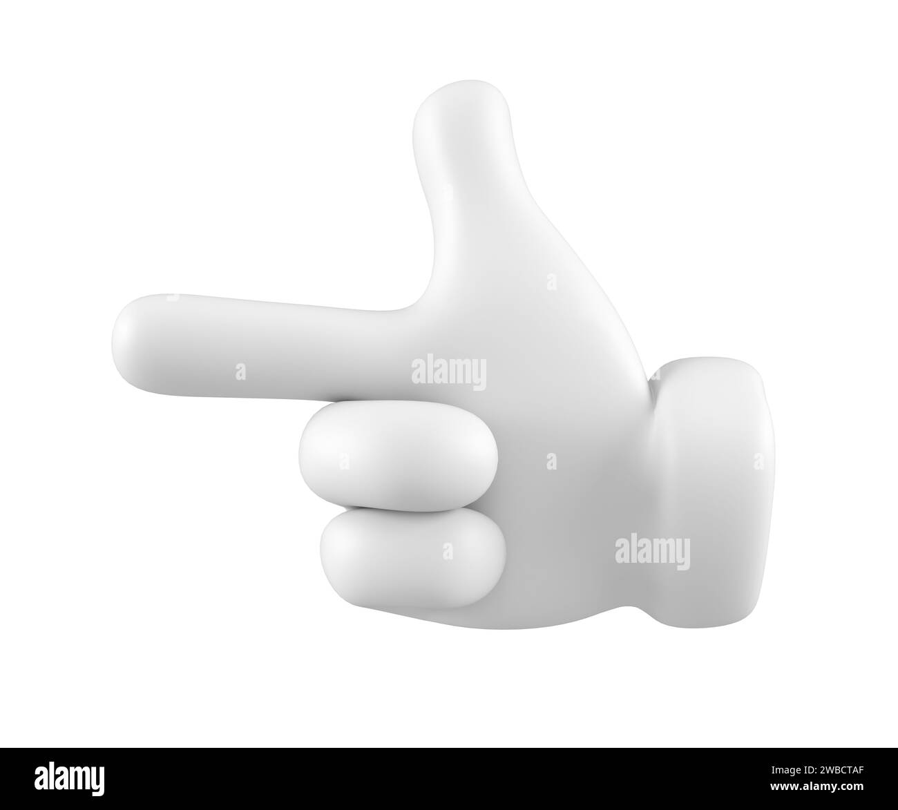 White emoji hand showing or pointing left gesture isolated. Close up ...