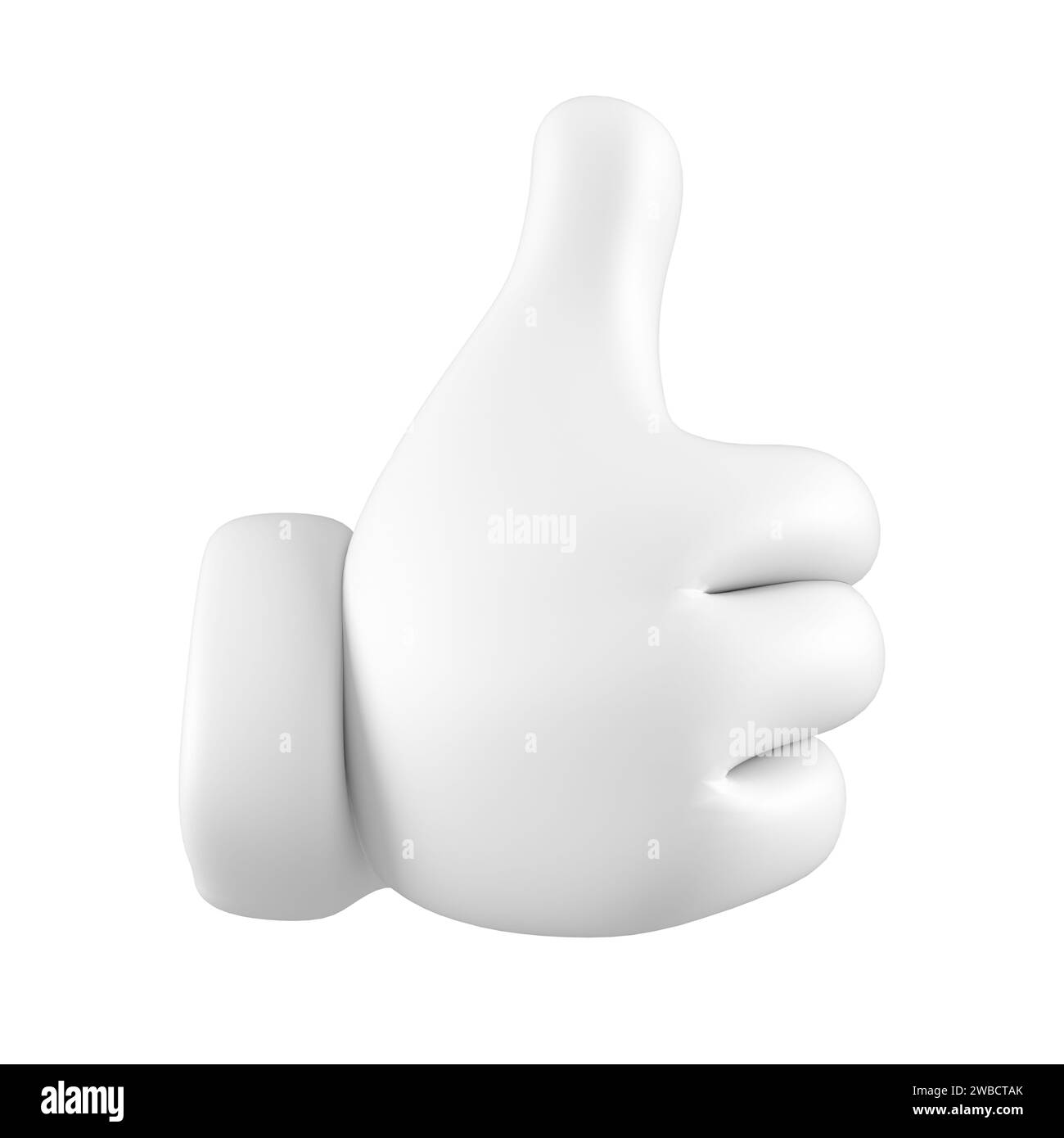 White emoji hand showing thumb up or like gesture. Isolated close up ...