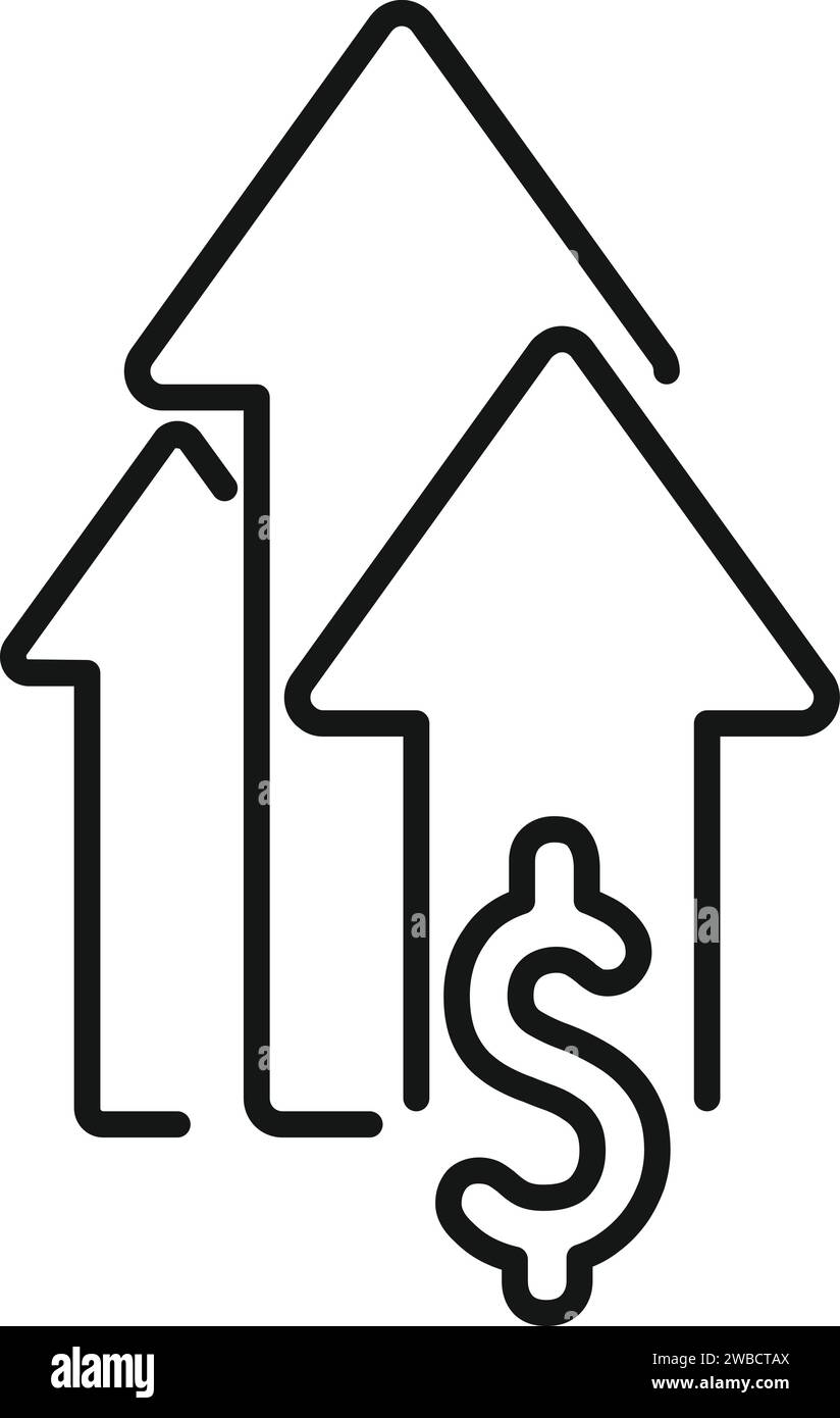 Rise up money graph icon outline vector. Payment chart. Dark benefit ...