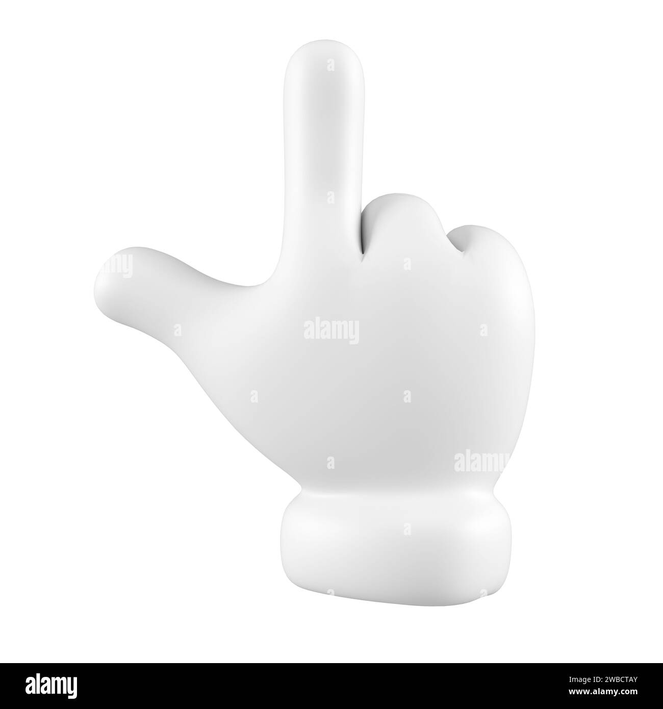White emoji hand showing up or pointing gesture isolated. Close up tap ...