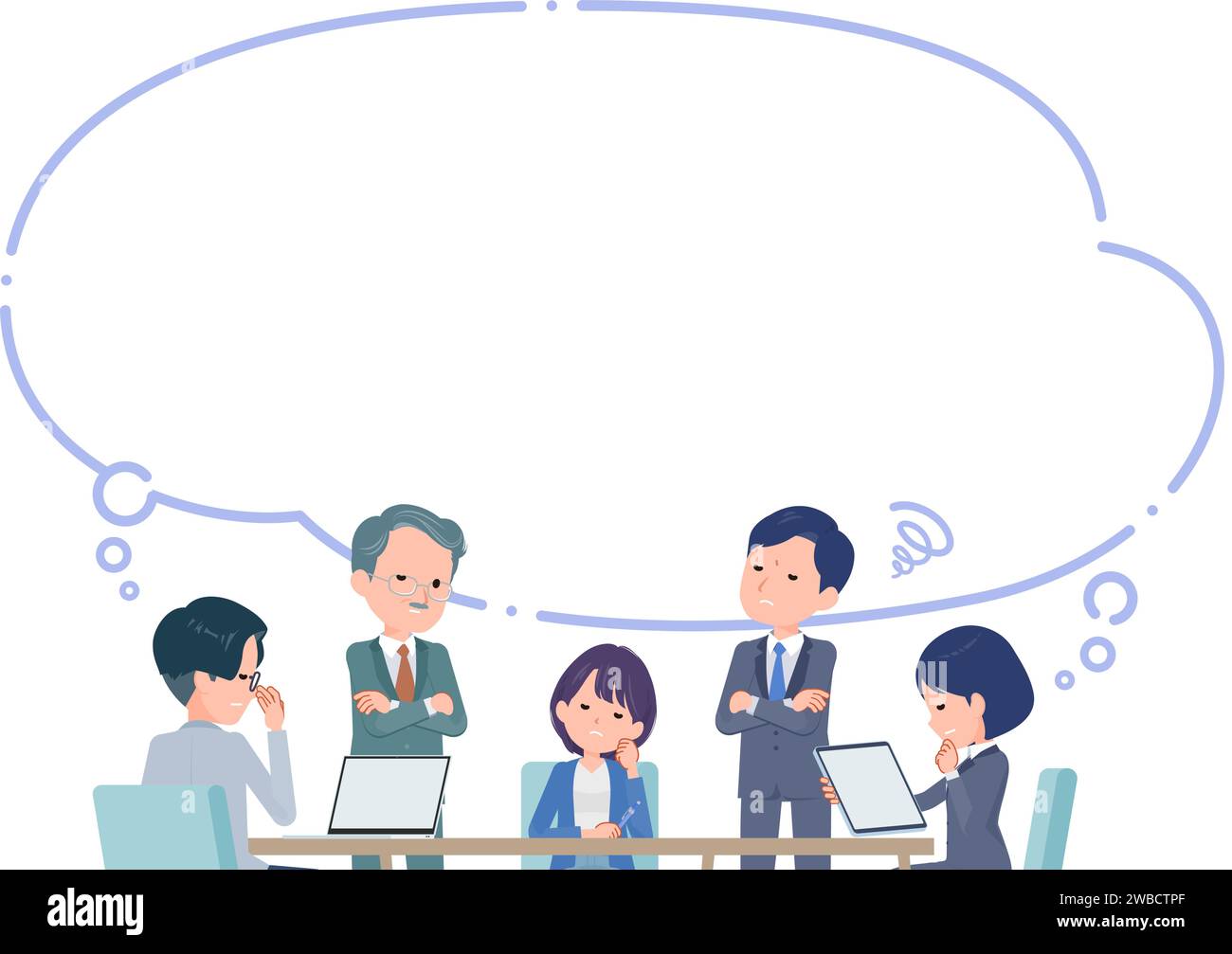 A business scene where multiple people have a meeting. bad impression ...