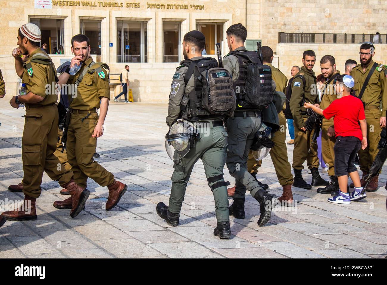 Jerusalem, Israel - January 9, 2024 Israeli police patrol the main ...