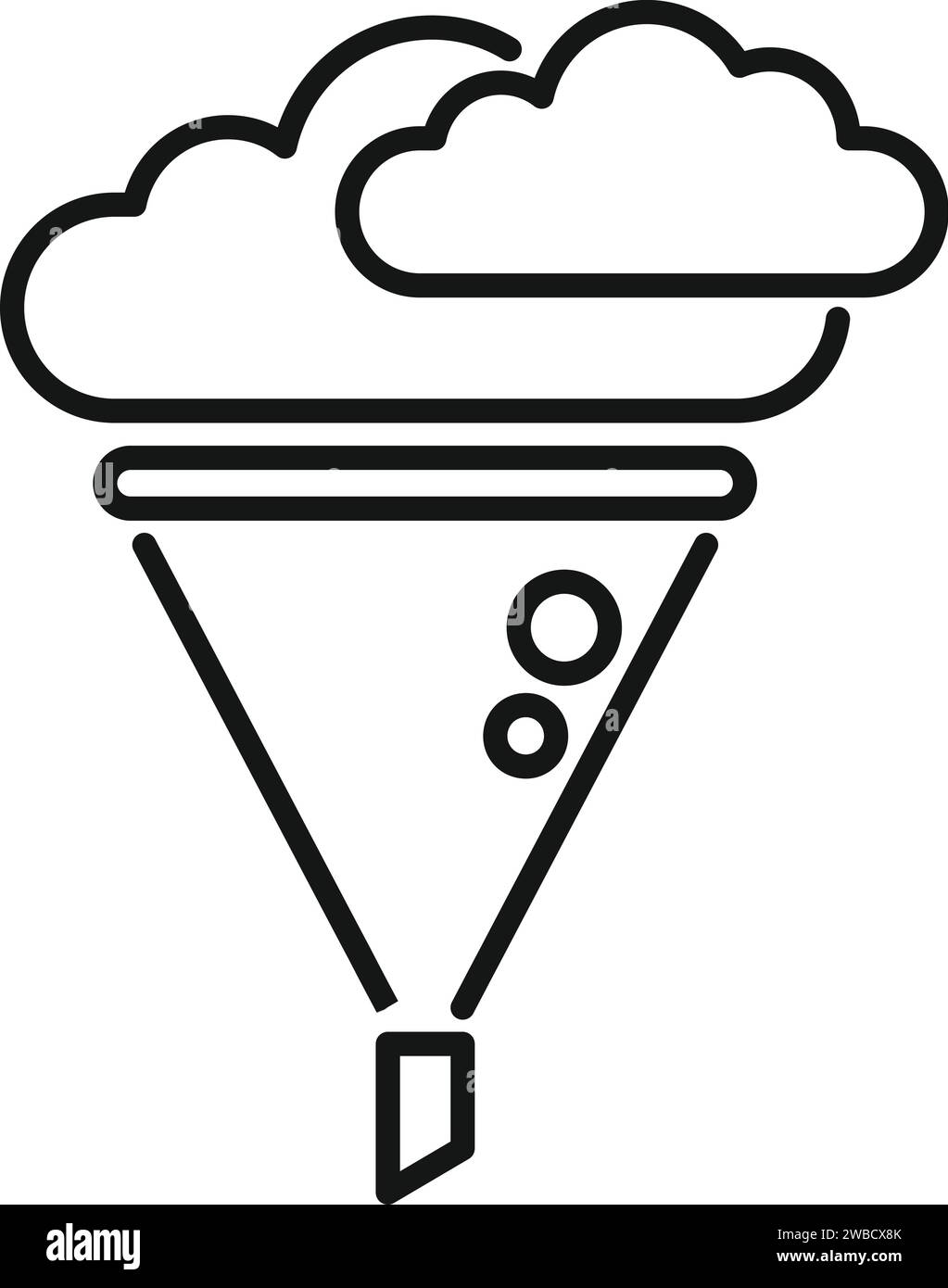 Cloud data filter icon outline vector. Upload information. Spread ...
