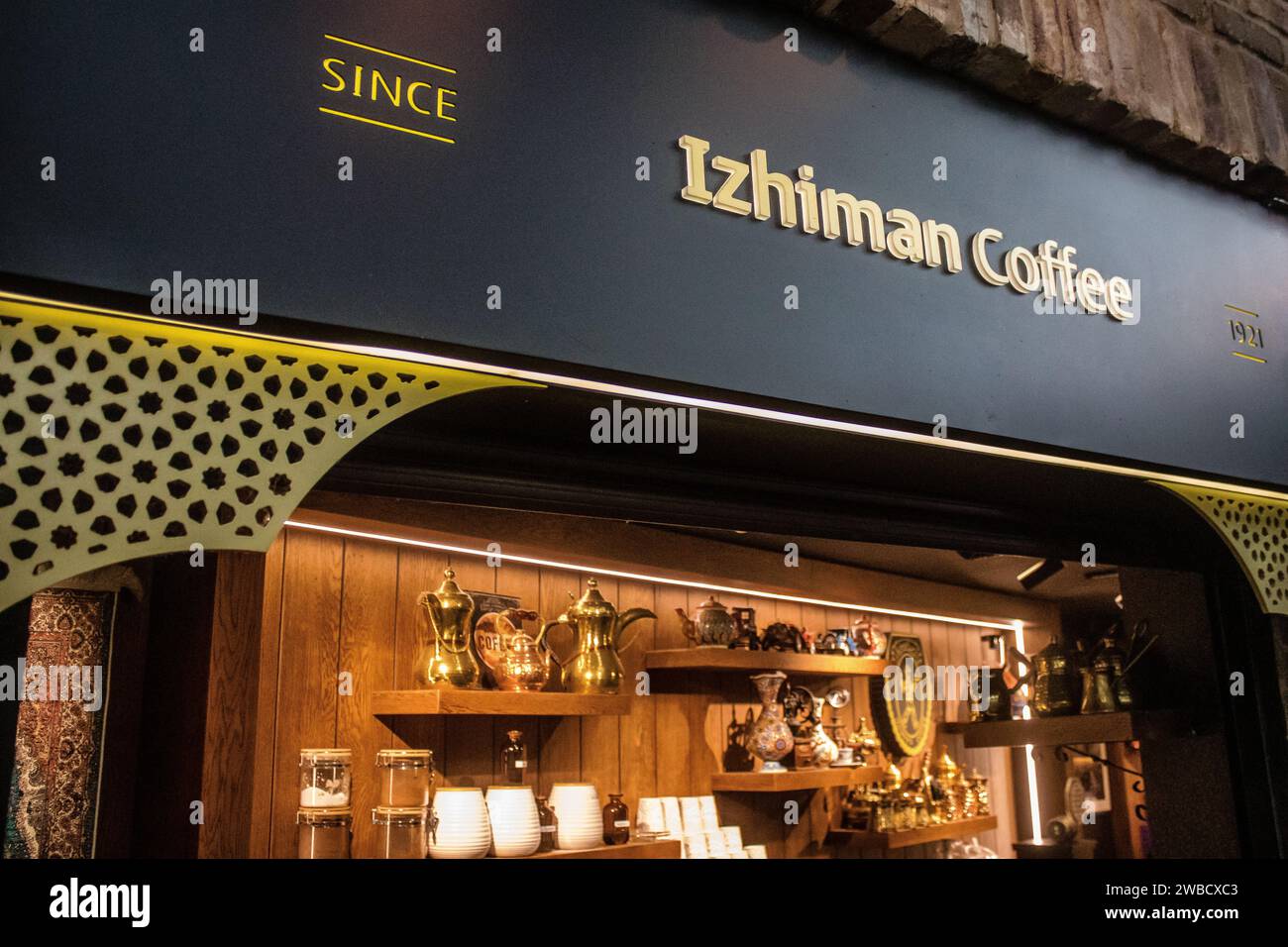 Tel Aviv, Israel - January 9, 2024 Izhiman coffee shop at Sarona market ...