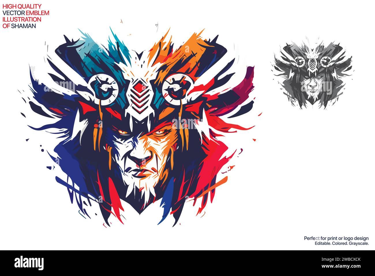 Indian chief mascot. Esport emblem logo design. Fully editable colored ...
