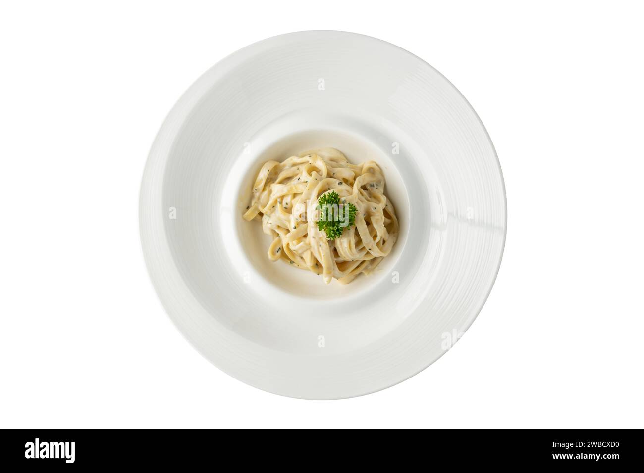 Fettuccine alfredo on plate Cut Out Stock Images & Pictures - Alamy