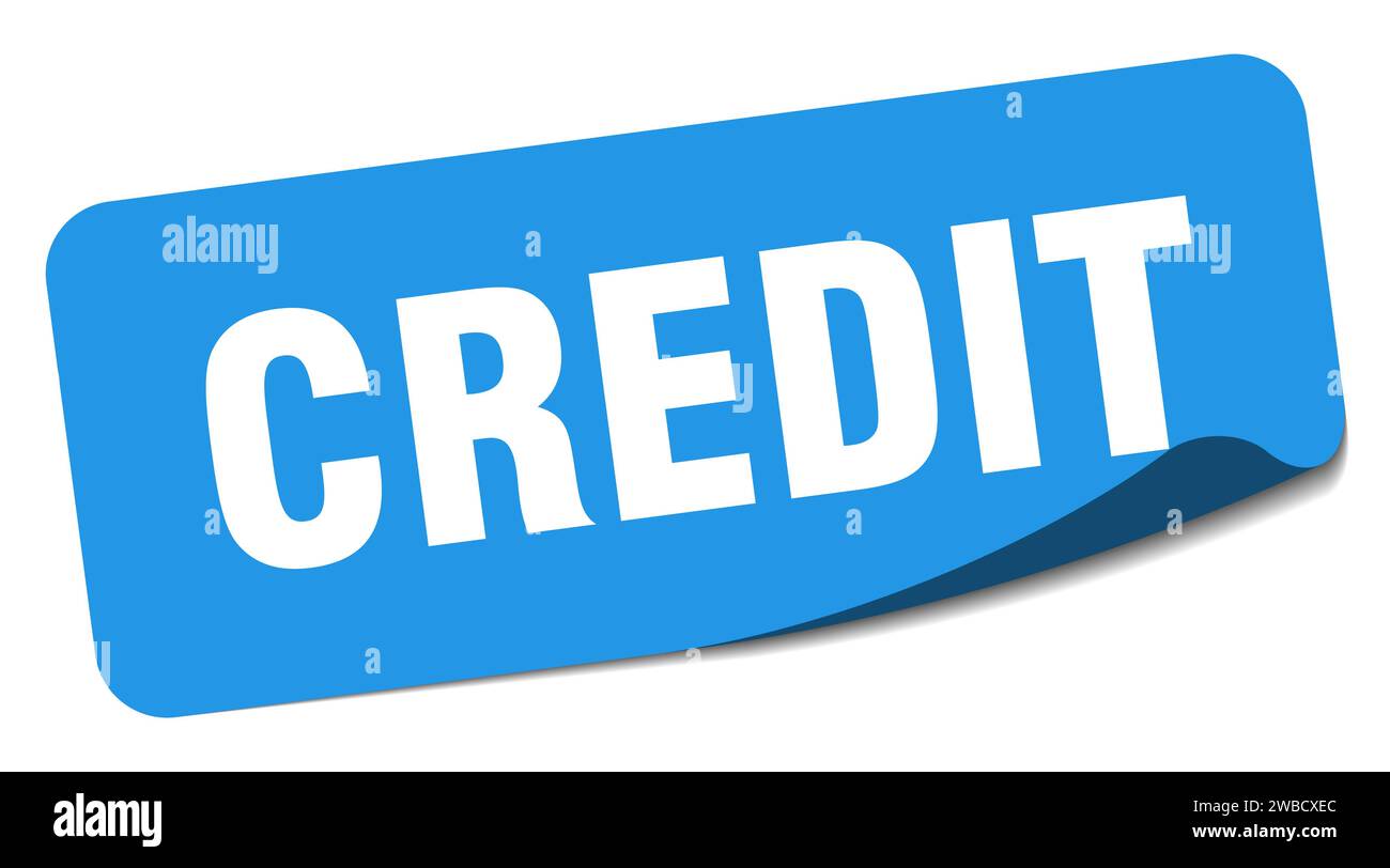 credit sticker. credit rectangular label isolated on white background ...