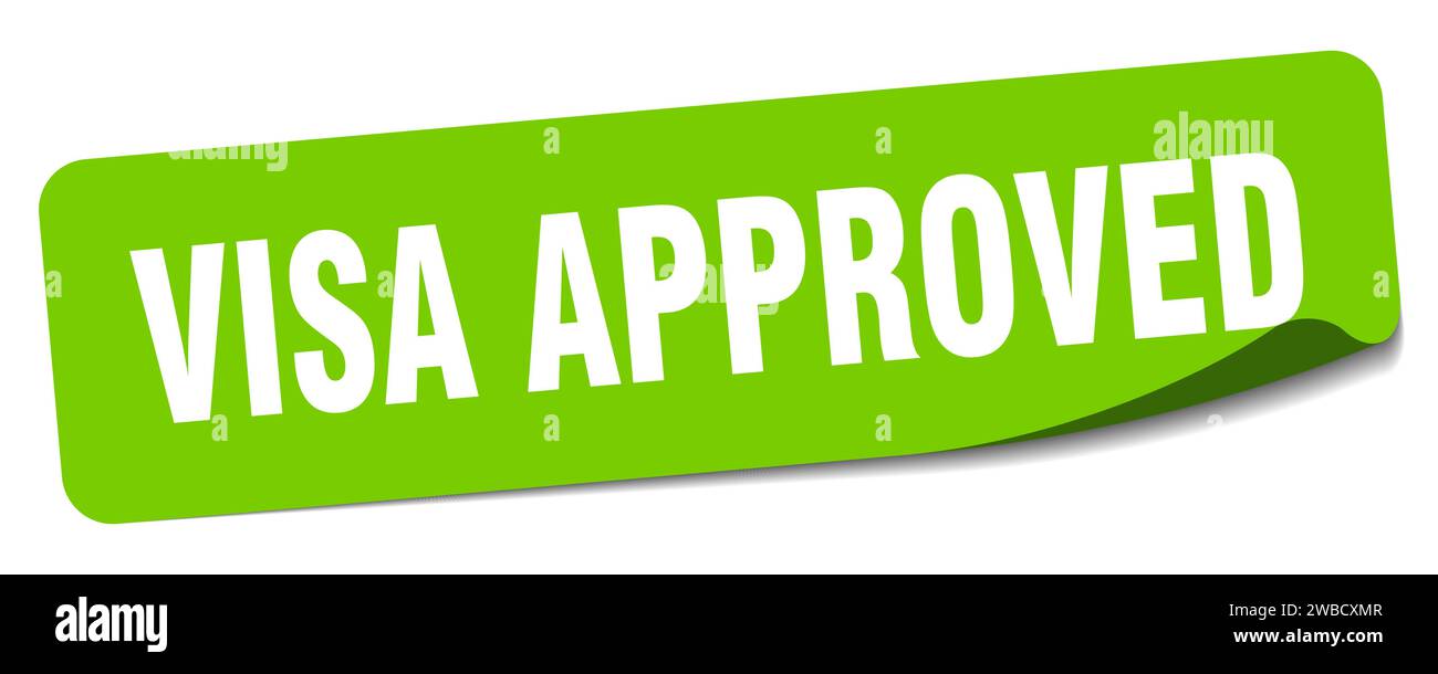 visa approved sticker. visa approved rectangular label isolated on ...