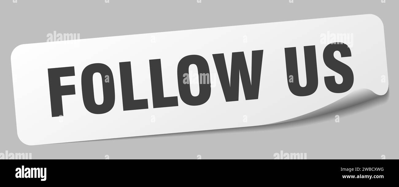 follow us sticker. follow us rectangular label isolated on white ...