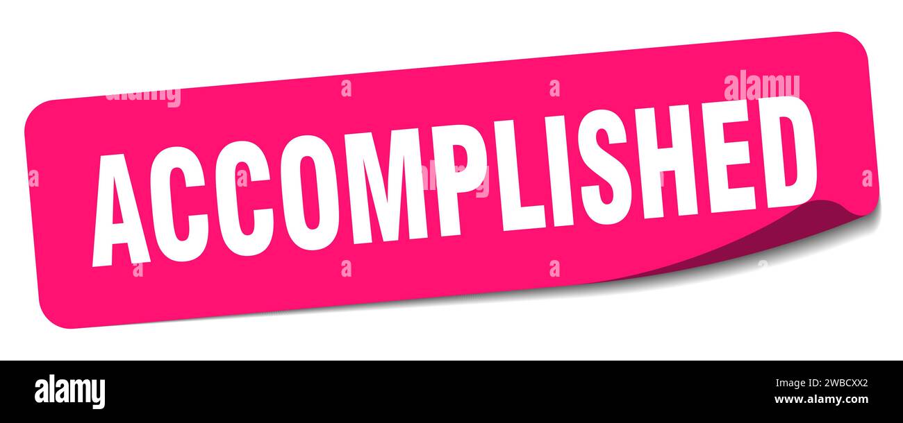 accomplished sticker. accomplished rectangular label isolated on white ...