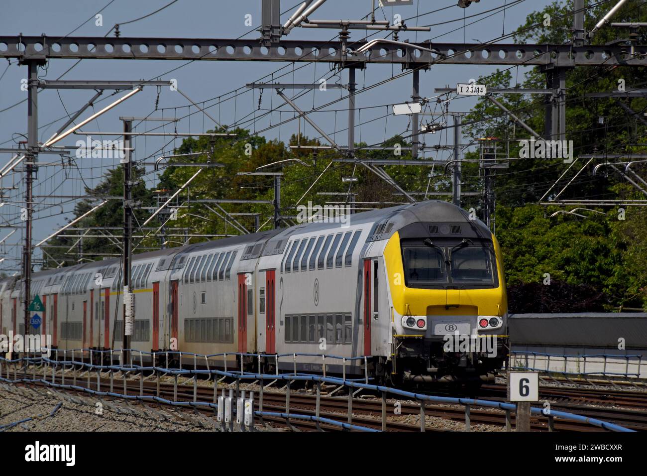 Belgian Railways M7 electric train near Herent, Belgium, May 2023 Stock ...