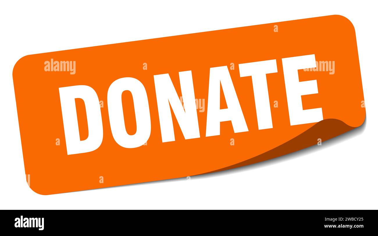 donate sticker. donate rectangular label isolated on white background ...