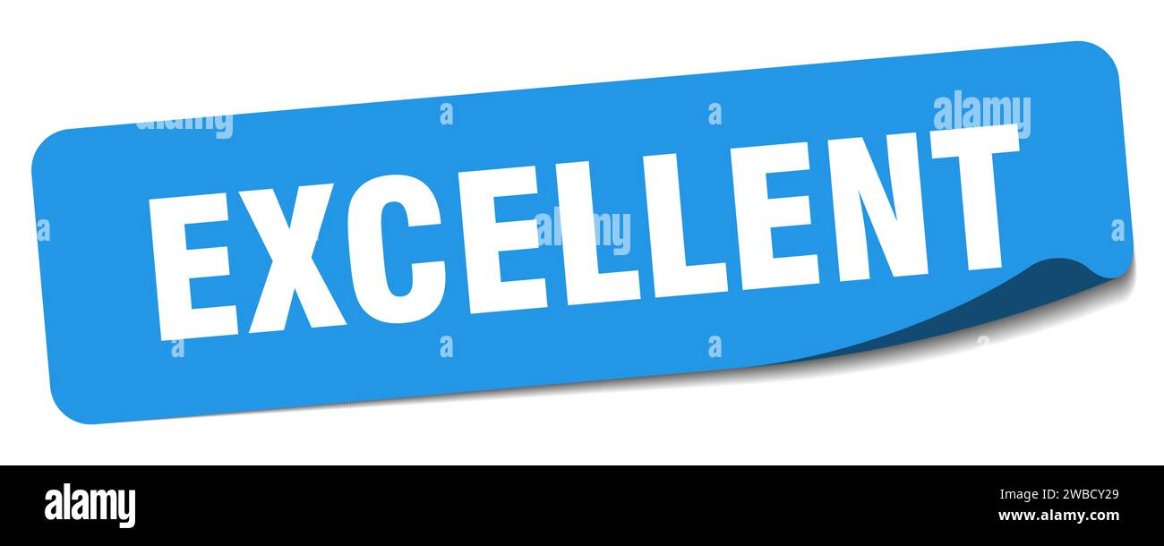 excellent sticker. excellent rectangular label isolated on white ...